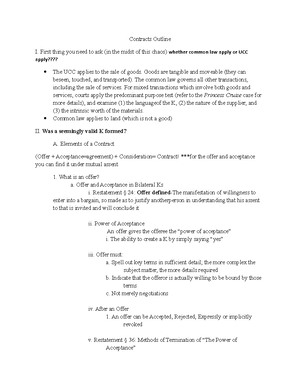 Contracts Handout and UCC Chart combined - CONTRACTS MNEMONICS 1) The ...