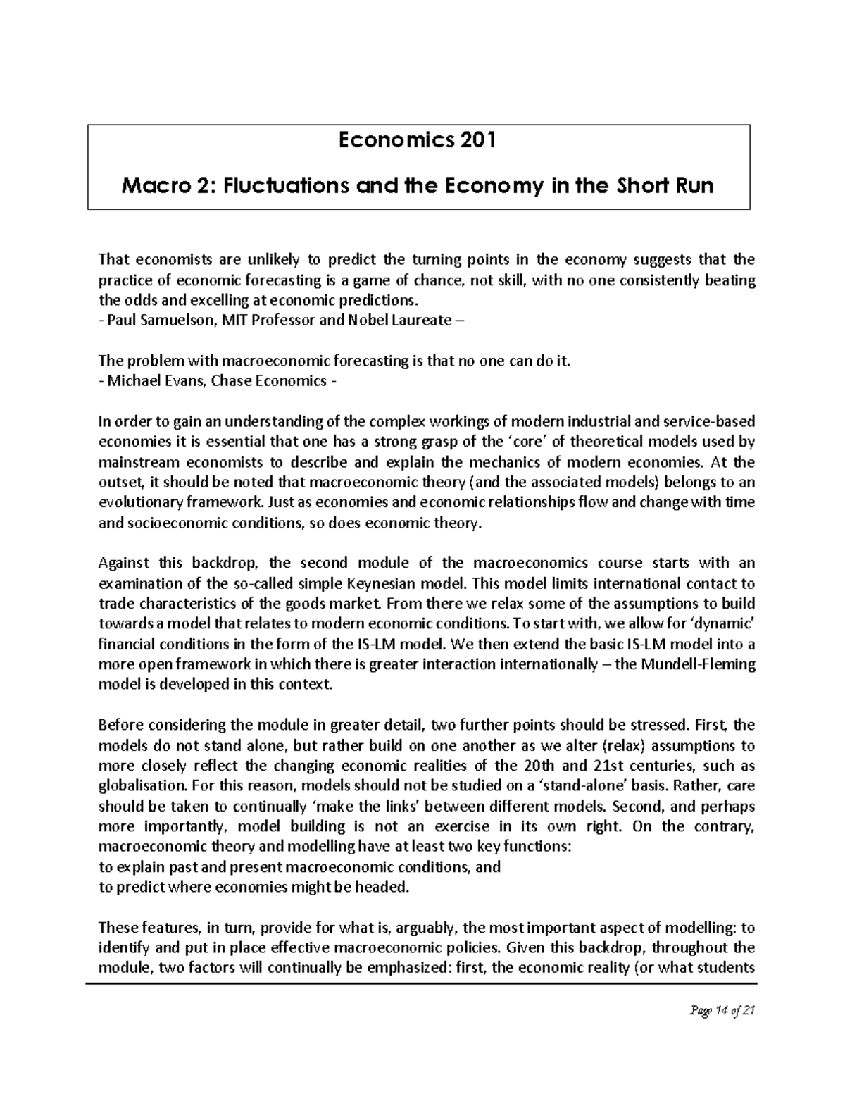 Macro 2A 2B Outline - Summary Accounting Financial - That economists ...