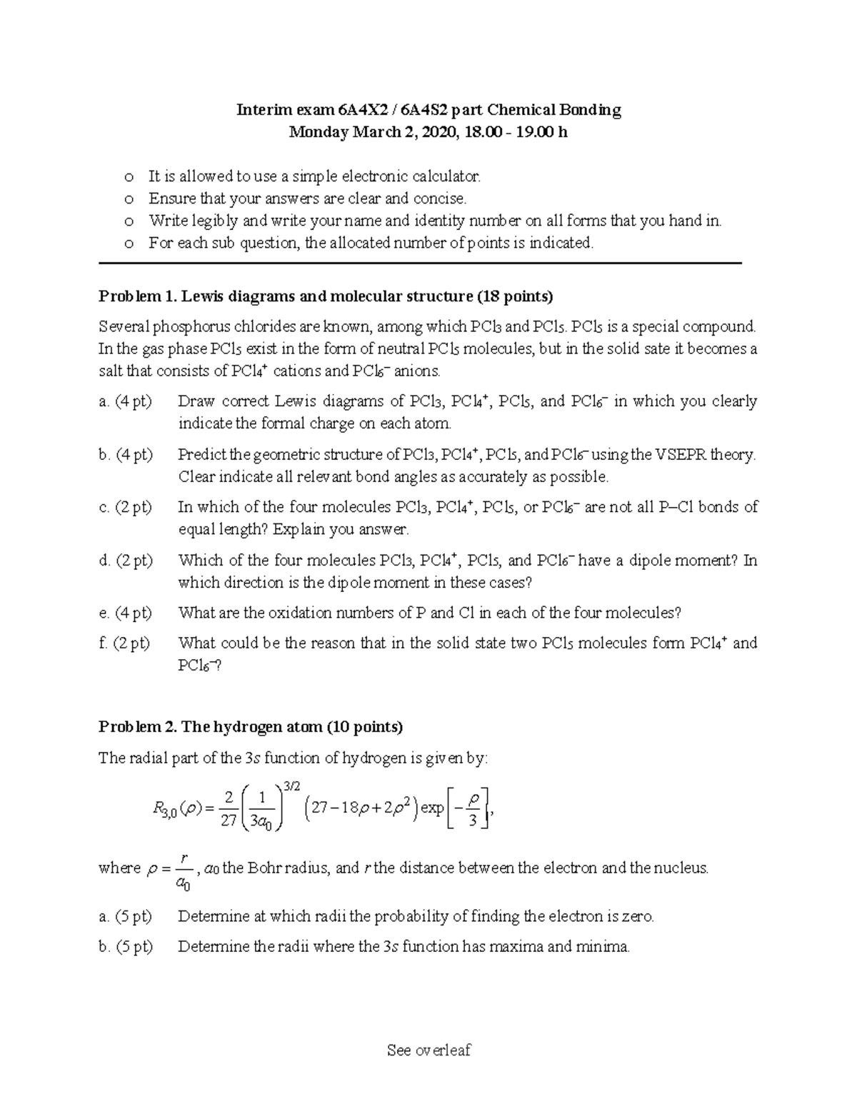 6A4X0 interim exam CB 2020 - See overleaf Interim exam 6A4X2 / 6A4S2 ...