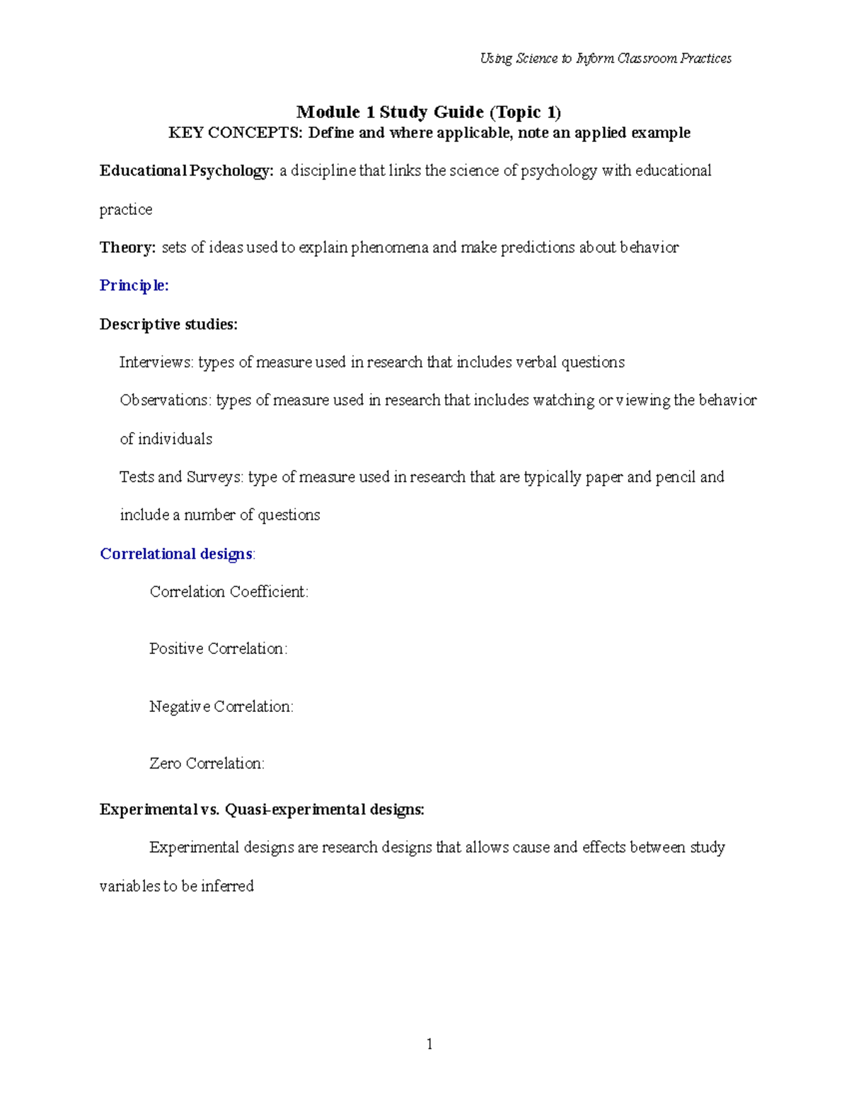 Module 1Study Guide - Corinne Zimmerman - Module 1 Study Guide (Topic 1 ...