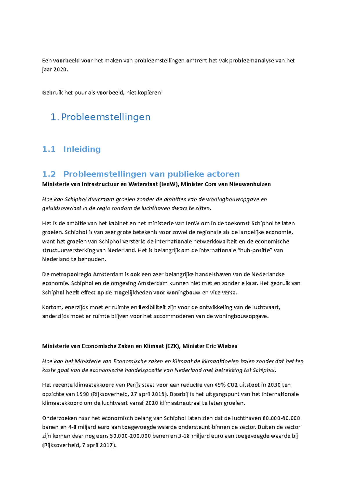 Probleemanalyse voorbeeld opstellen probleemstellingen - Een voorbeeld ...