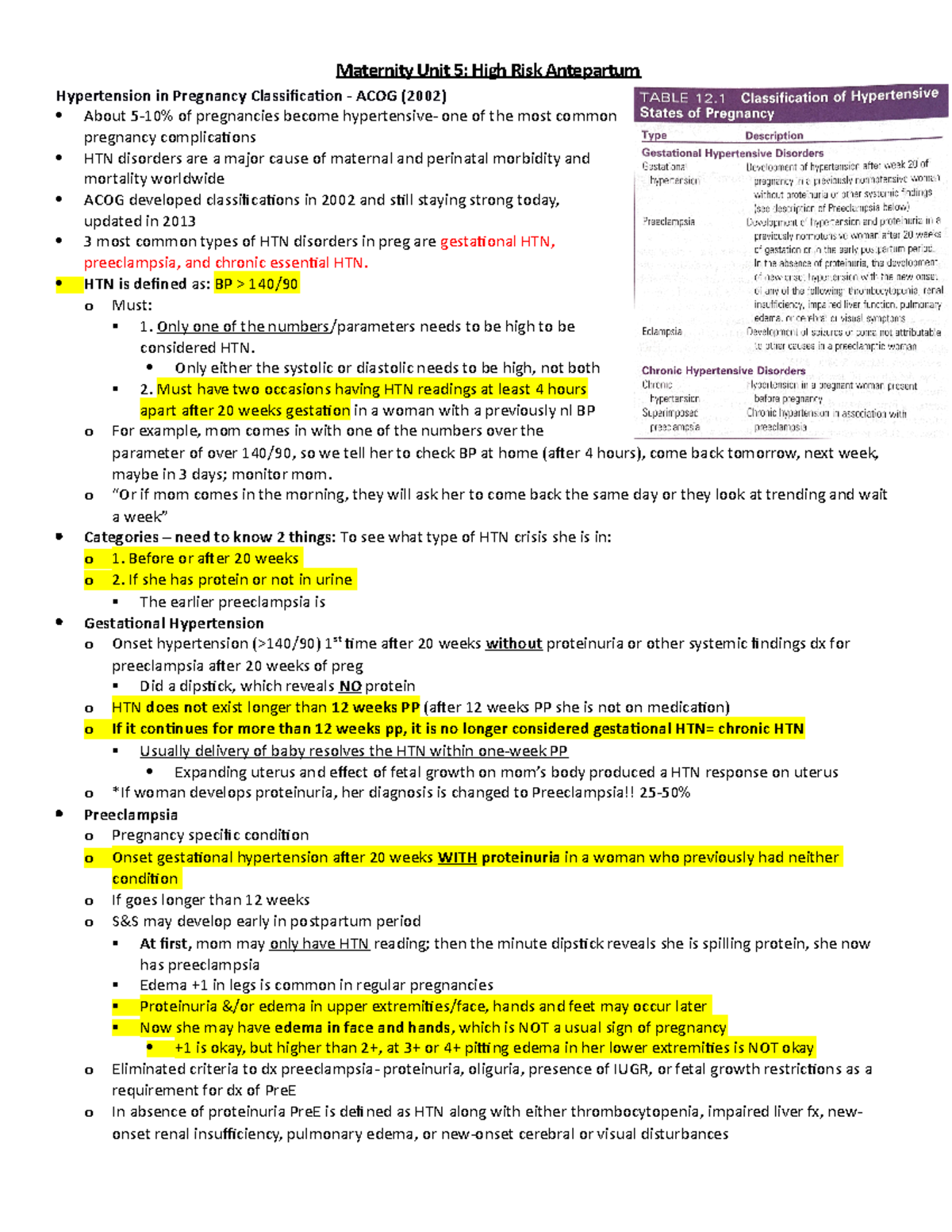 Copy of me exam 3 maternity - Maternity Unit 5: High Risk Antepartum ...