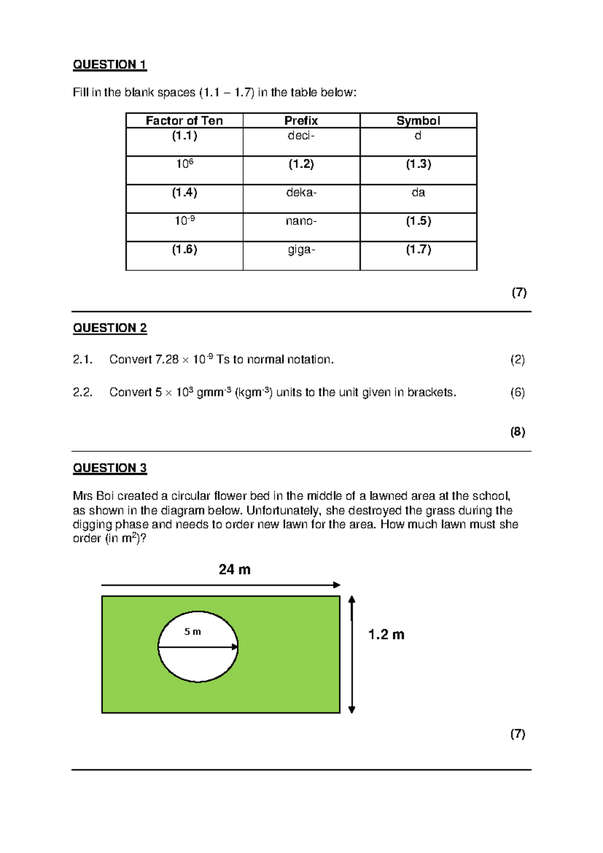 PHY1XA1-1 - beng tech in metallurgy - QUESTION 1 Fill in the blank ...