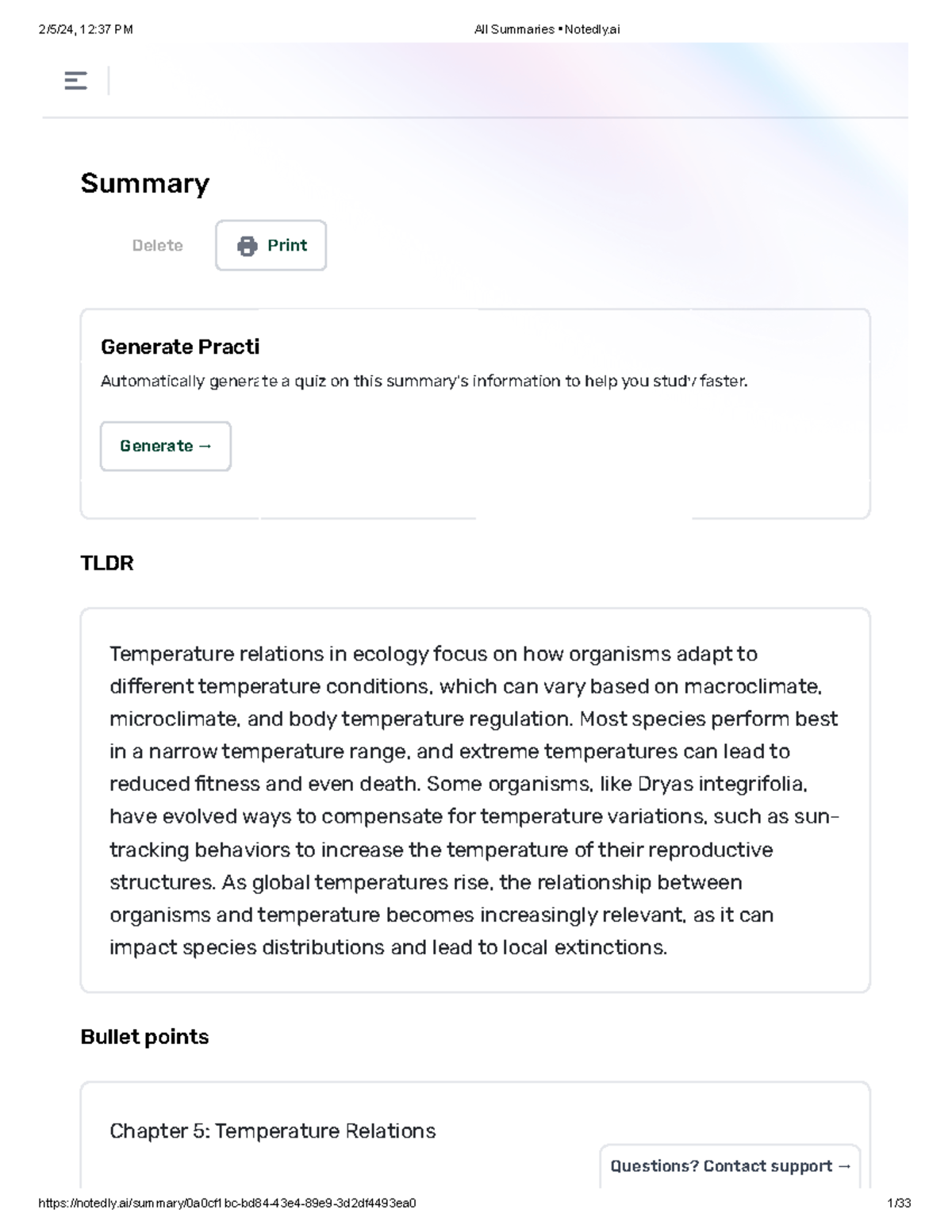 Chapter 5 summary - Ecology: Concepts and Applications - Summary Delete Print TLDR Bullet points ...