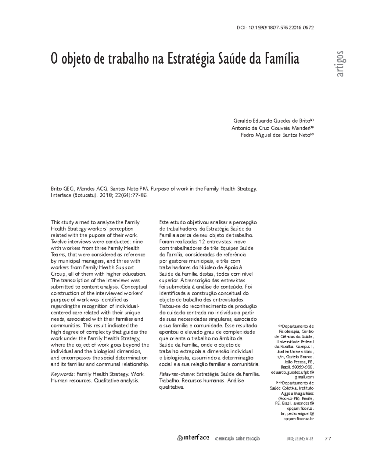 Objeto de estudo da ESF - Artigo sobre família no âmbito do ESF - artigos O objeto de trabalho ...