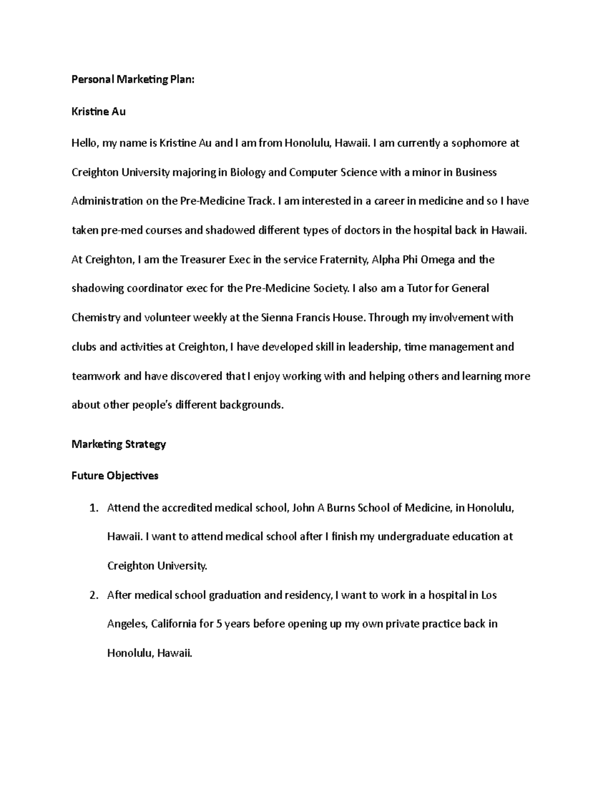Marketing Plan Paper - This is an end of the year project. - Personal ...