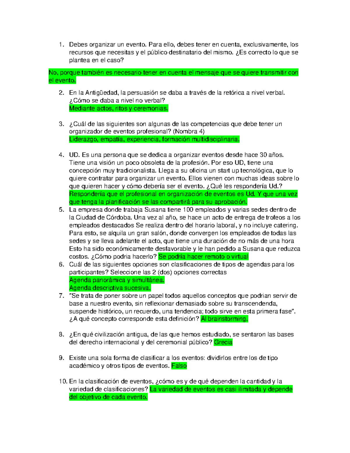 Eventos, Ceremonial Y Protocolo Primer Parcial - Debes organizar un evento. Para ello, debes ...