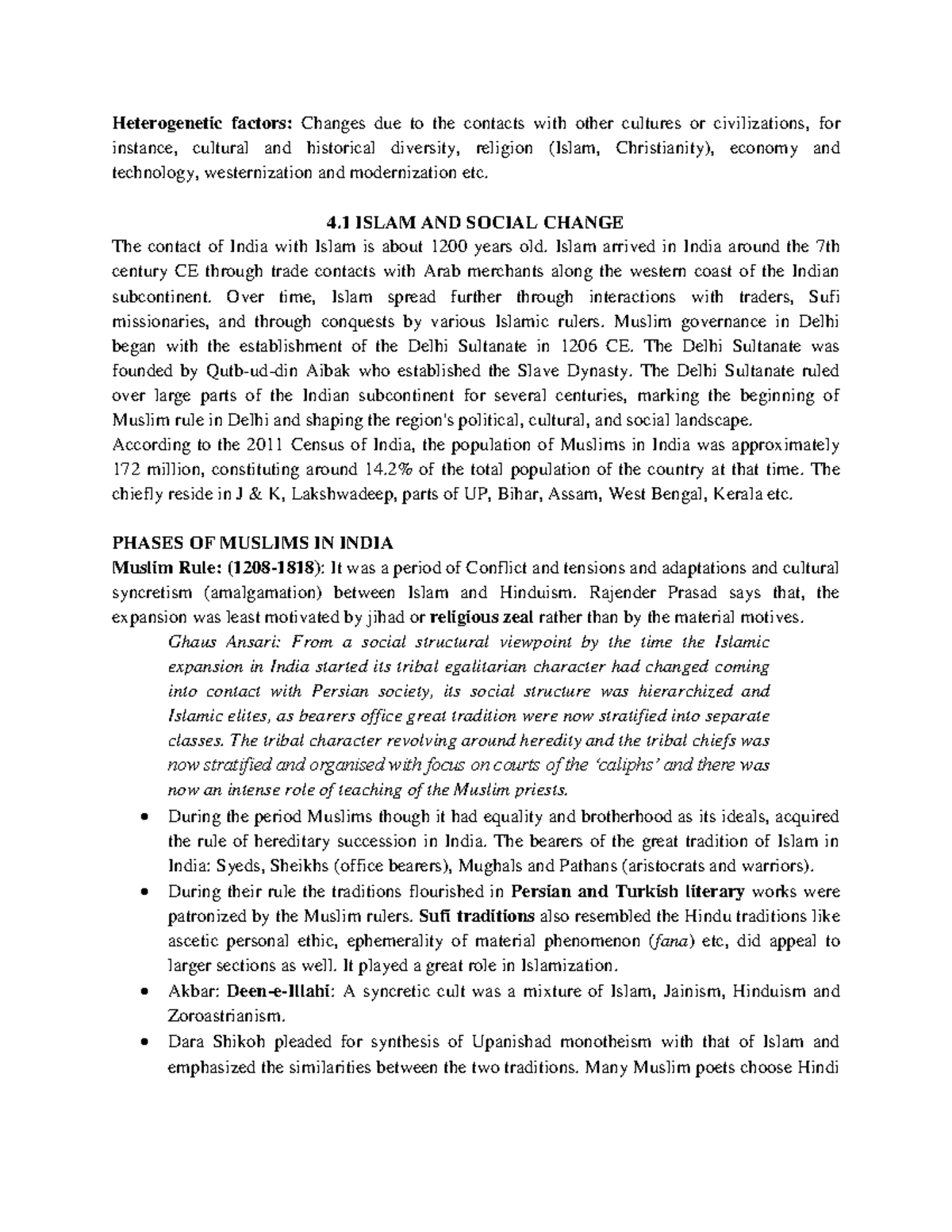 4.1 Islam and Social Change - Heterogenetic factors: Changes due to the ...