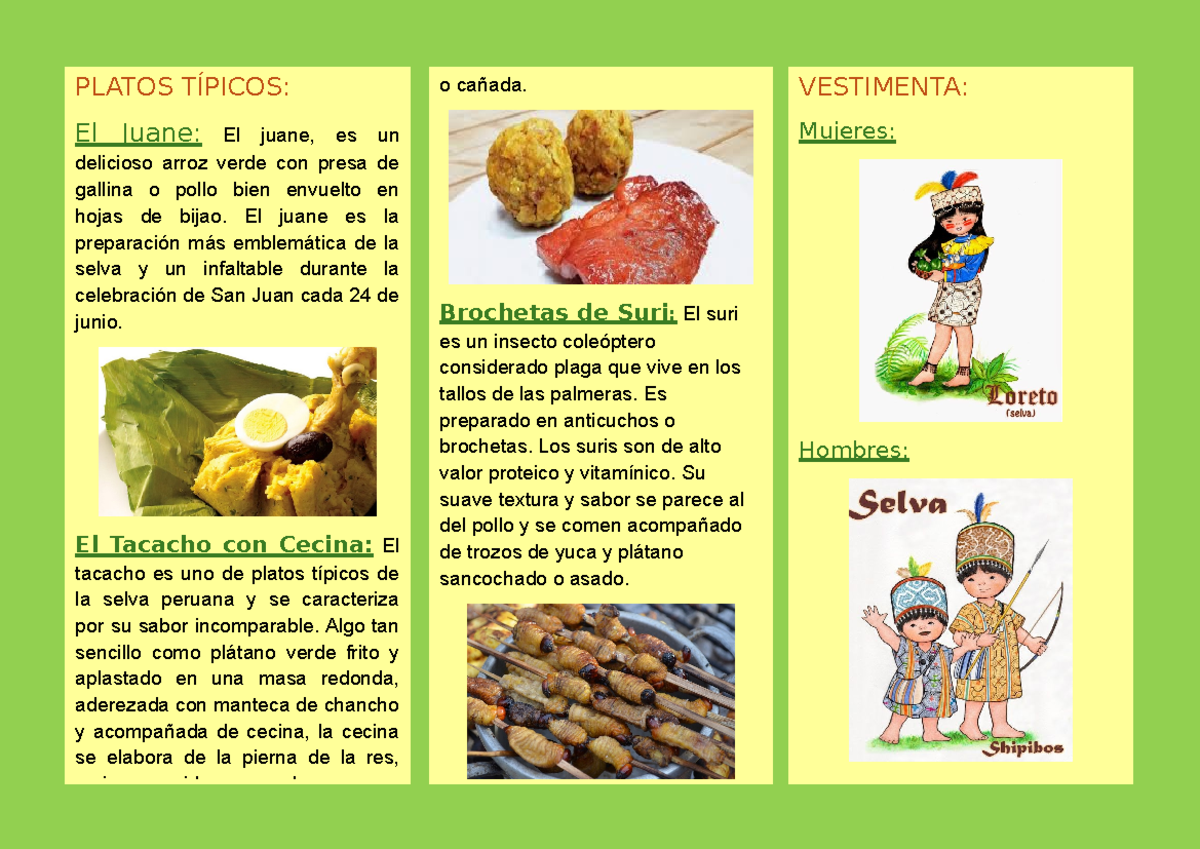 Tríptico de la selva - o cañada. Brochetas de Suri: El suri es un ...