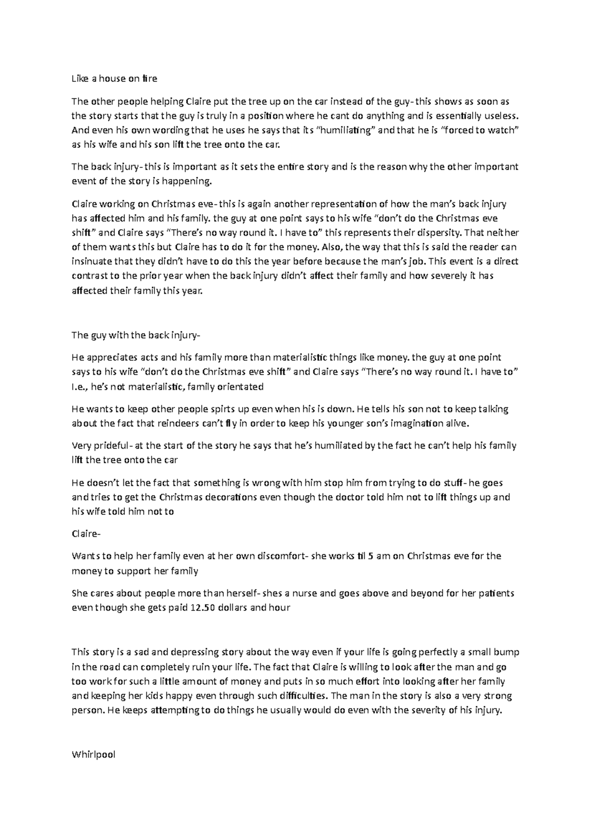 Like a house on fire Summary of stories - Like a house on fire The ...