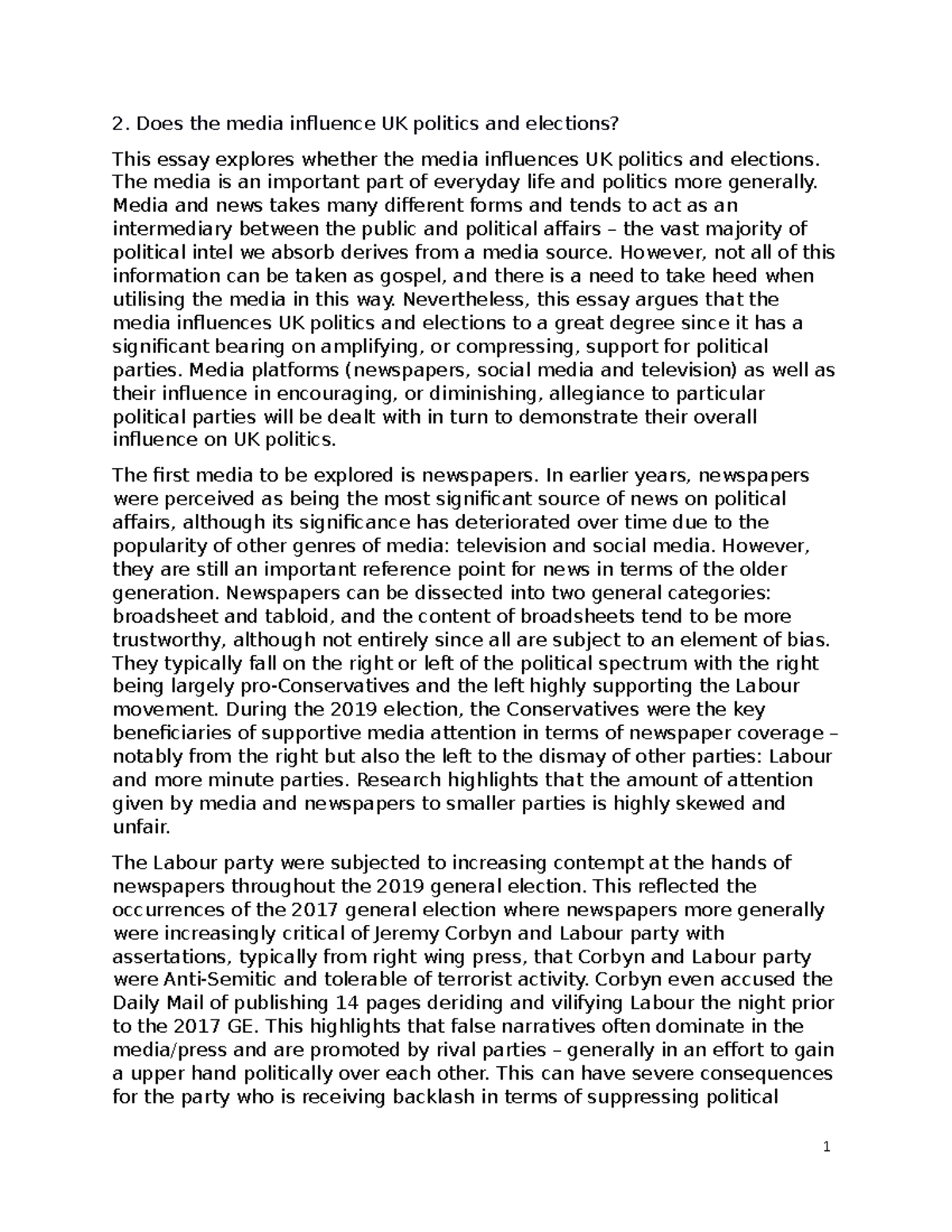 Does the media influence UK politics and elections - The media is an ...