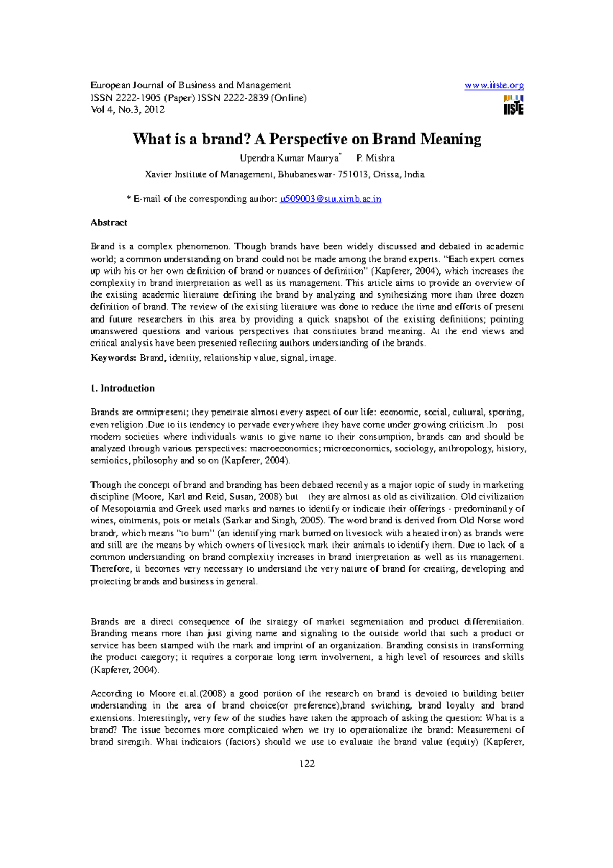 What is brand management - ISSN 2222-1905 (Paper) ISSN 2222-2839 ...