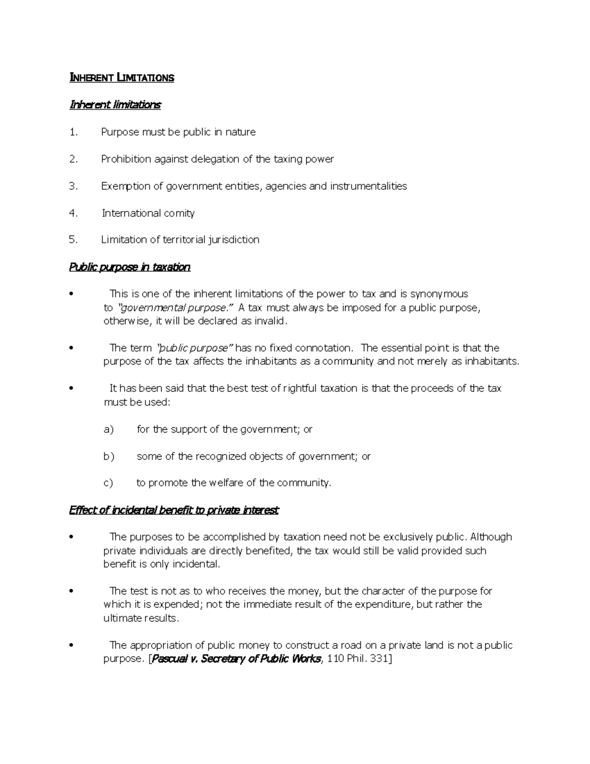 G- Nature AND Limitations OF THE Power OF Taxation - I NHERENT ...