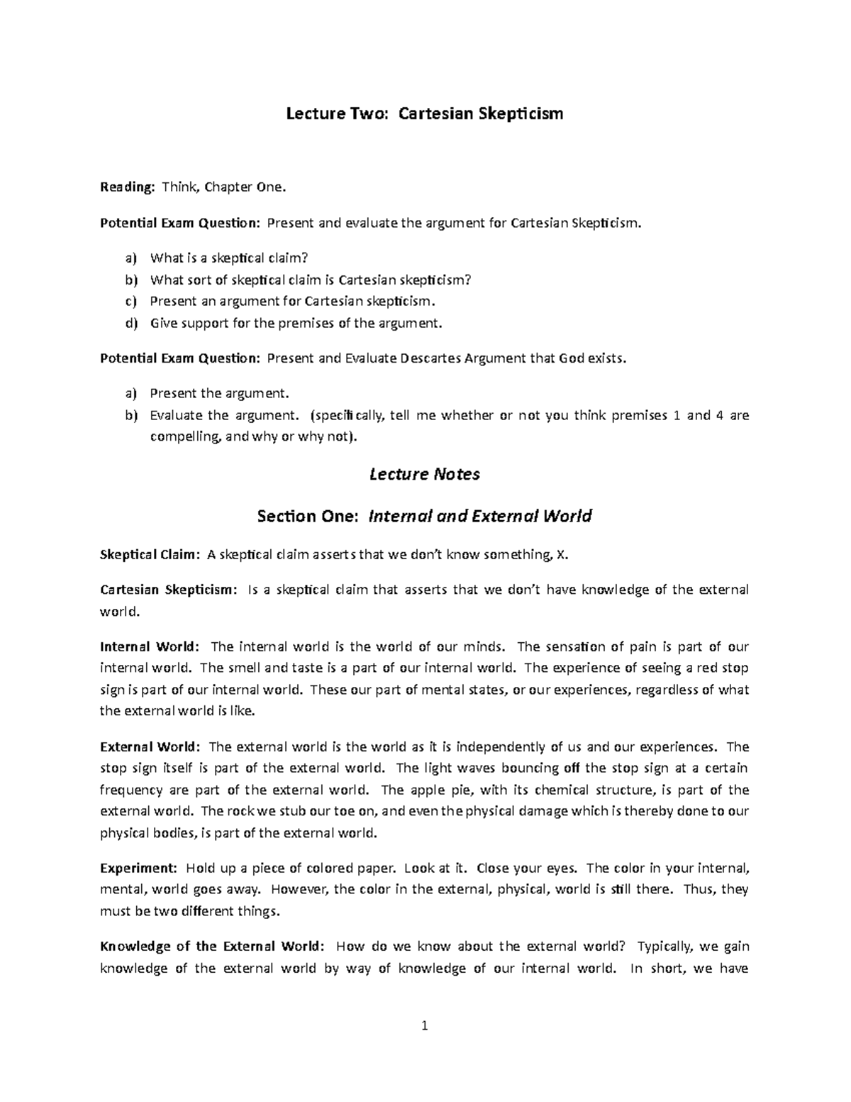 Intro Lecture Two - Instructor: Lucas Halpin - Lecture Two: Cartesian ...