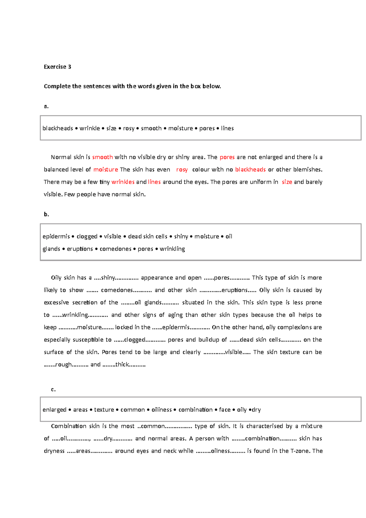 Angielski - gfd - Exercise 3 Complete the sentences with the words ...