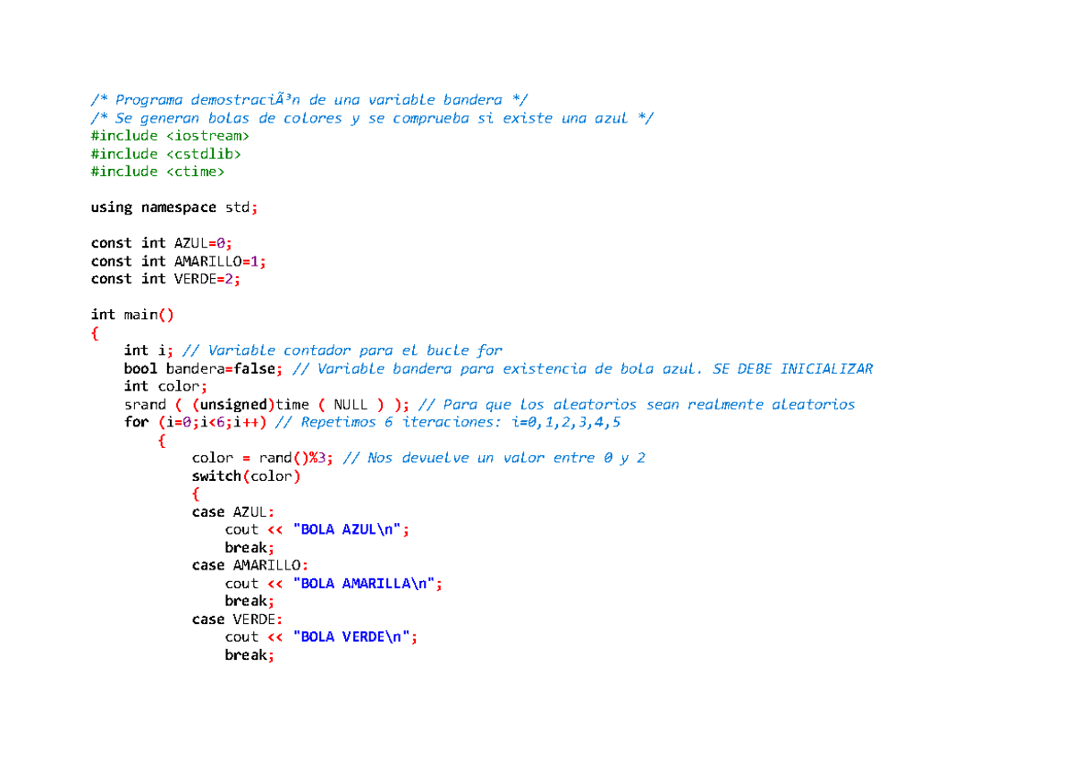 Ejercicio variables bandera - /* Programa demostraciÃ³n de una variable ...