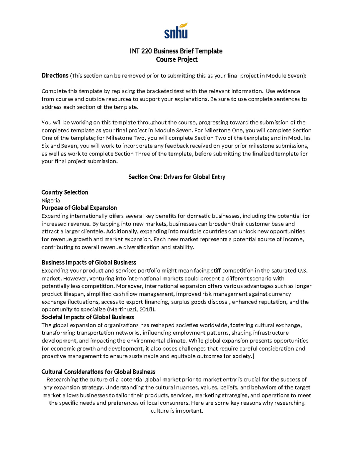 INT 220 Business Brief Template (3) - INT 220 Business Brief Template ...