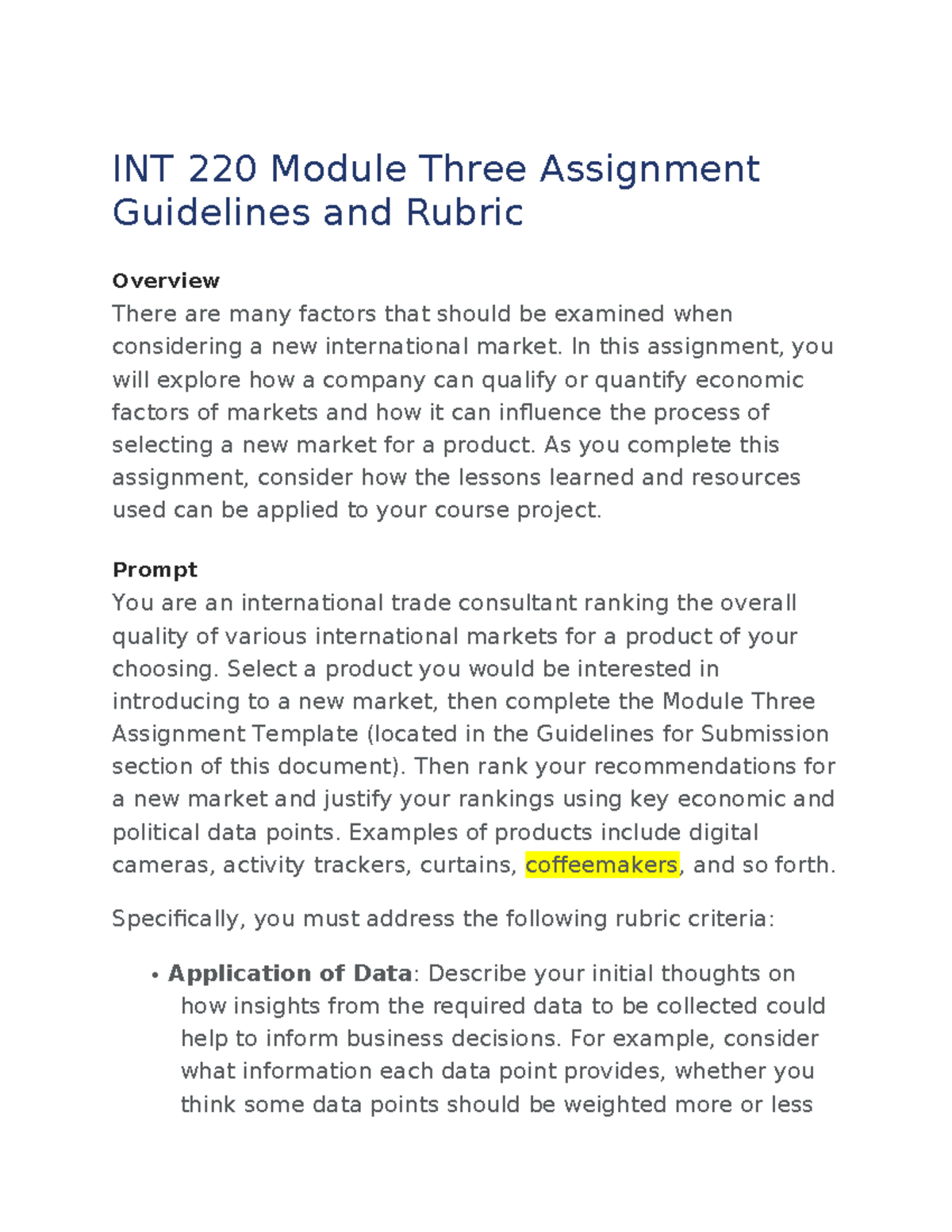 Int 220- mod 3 - mod 3 - INT 220 Module Three Assignment Guidelines and ...