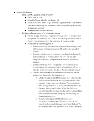 Chapter 4- Study guide - PERSONALITY STUDY GUIDE CHAPTER 4: THEORETICAL ...