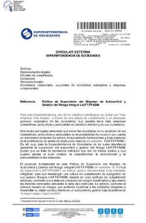 Circular Externa No. 008 de 2011 Supervigilancia - Derecho Comercial - Studocu