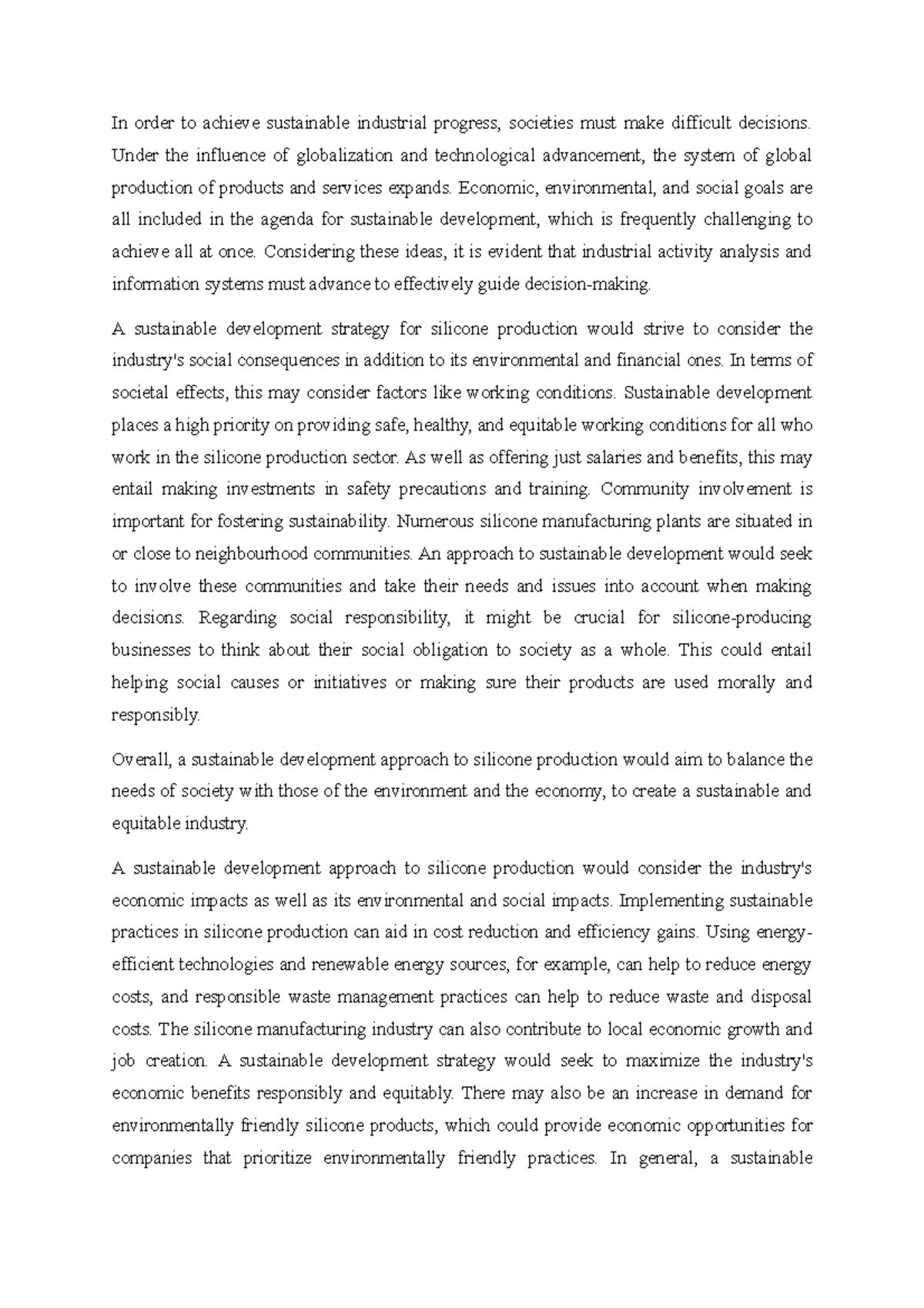 Sustainablity Economic and Society - In order to achieve sustainable ...