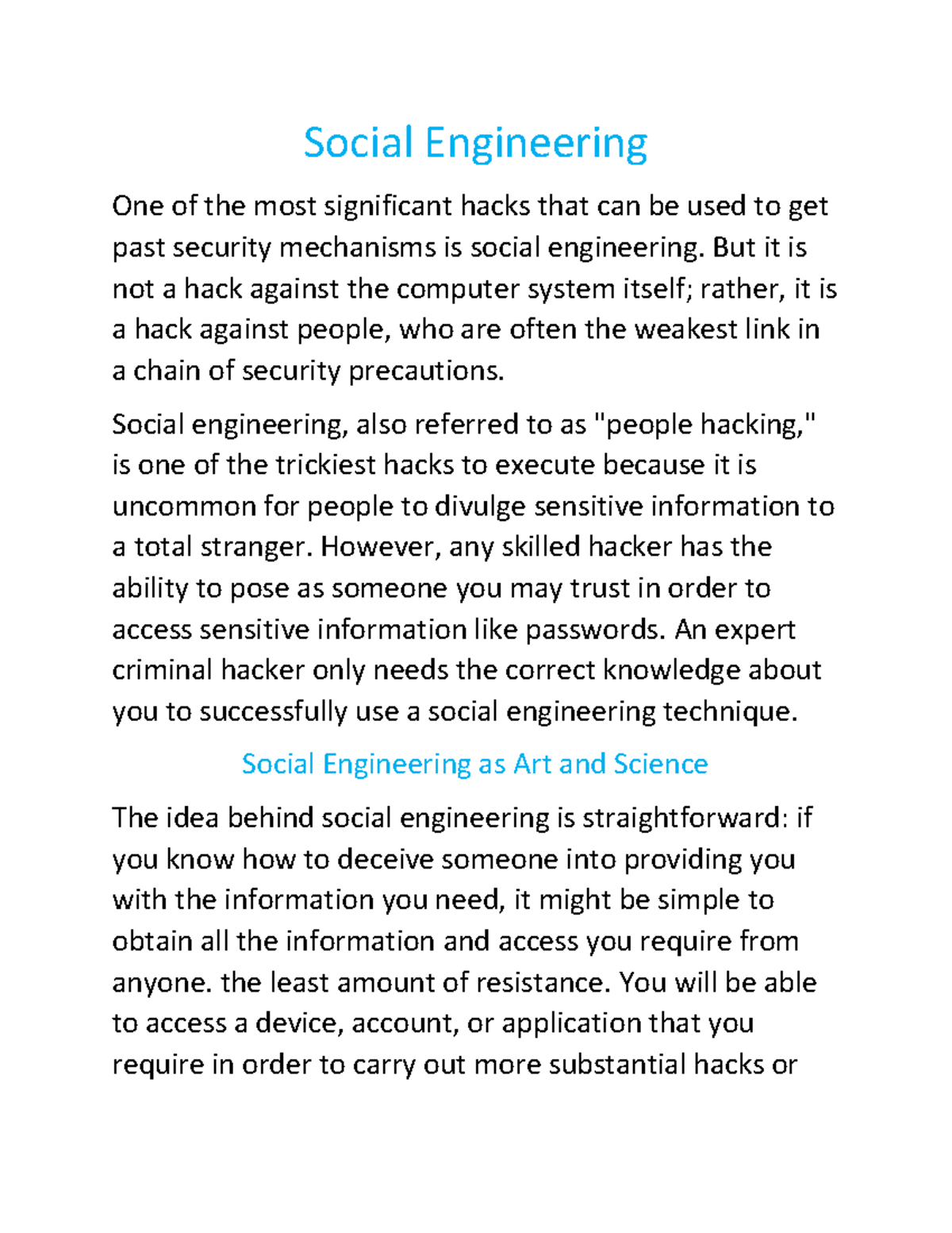 Introduction to Social Engineering and Social Engineering as Art and ...
