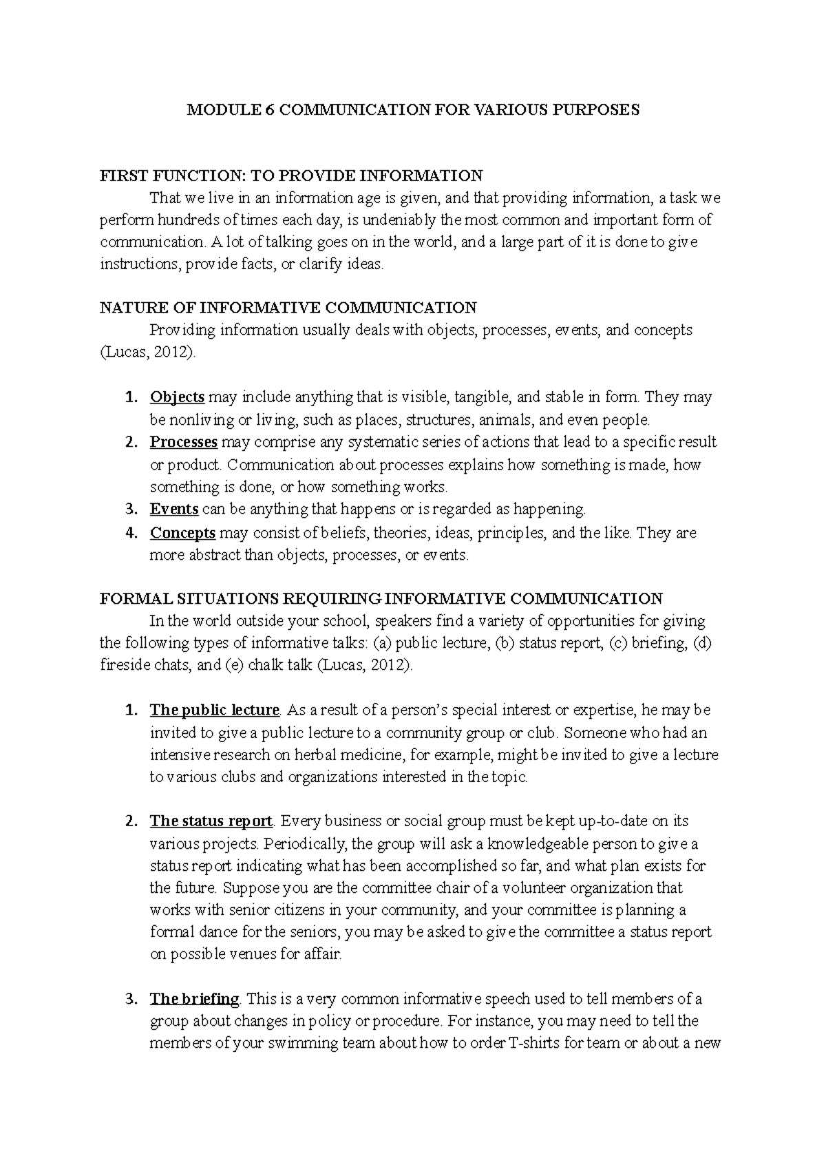 Pur Com Summary (Module 6-8) - Purposive Communication - PangSU - Studocu