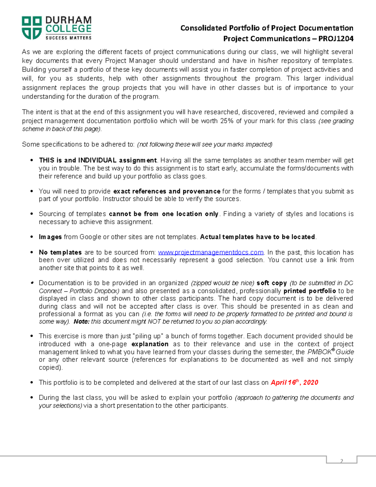 PROJ1204 Doc Portfoliov 2020 - 2 Consolidated Portfolio of Project ...