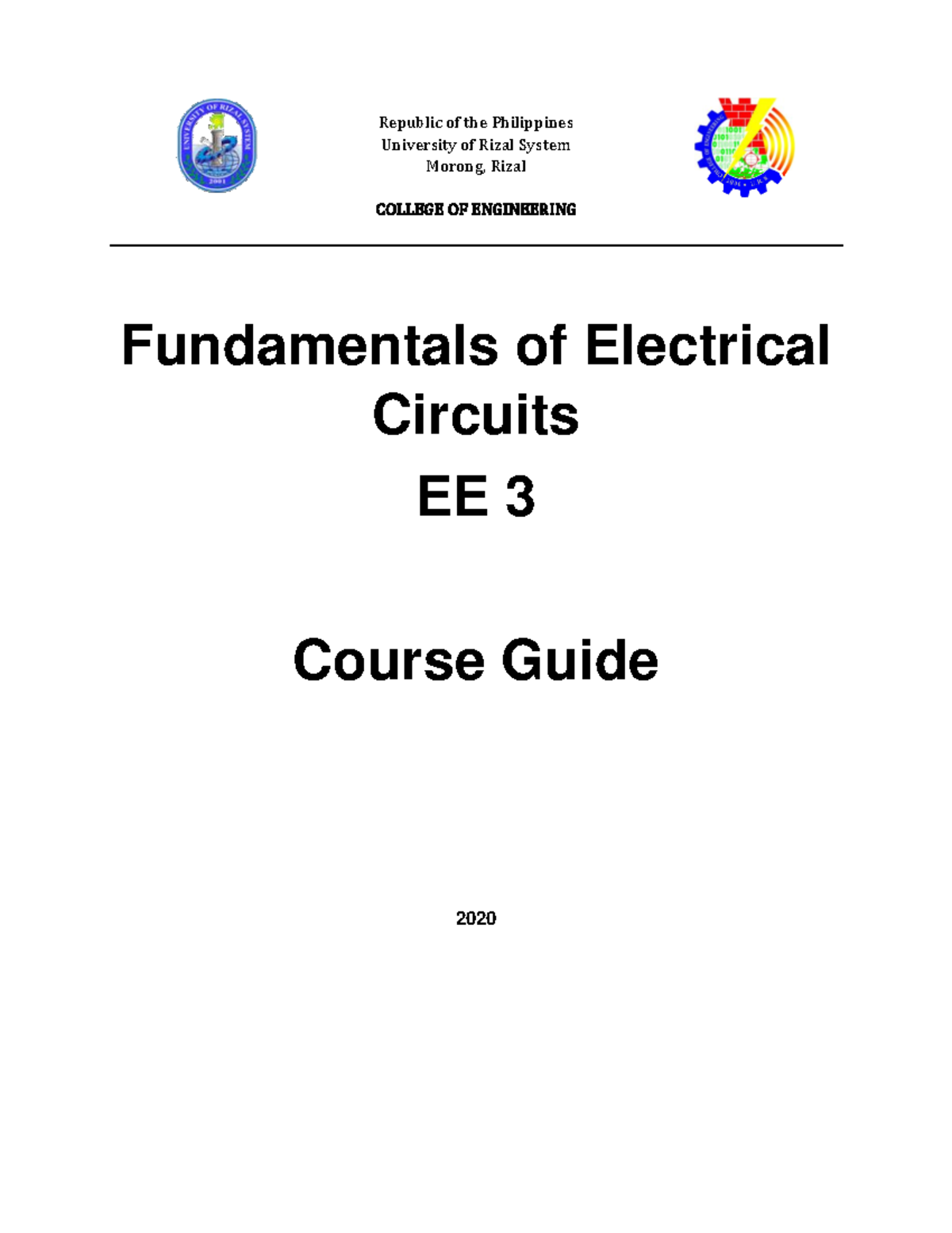 EE3 Fundamentals of Electrical Circuits 1 - This course guide will be ...
