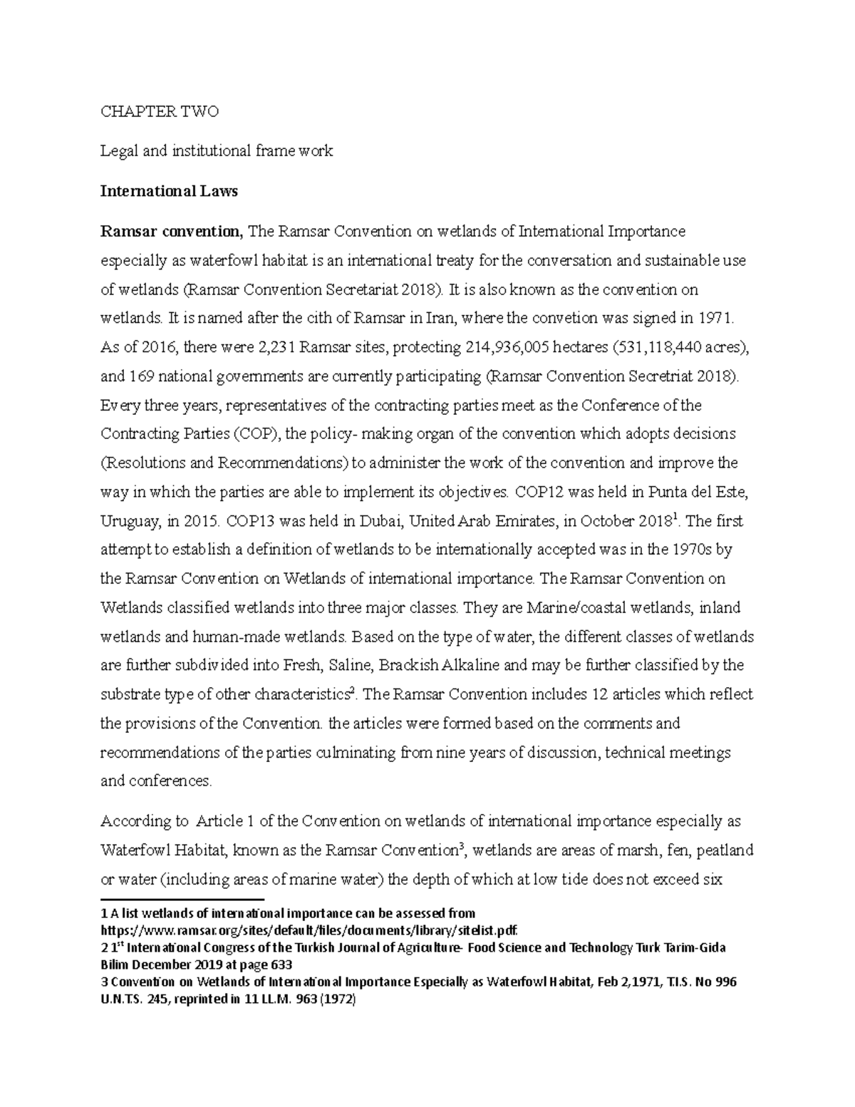 Chapter 2 - Wetlands - CHAPTER TWO Legal and institutional frame work ...