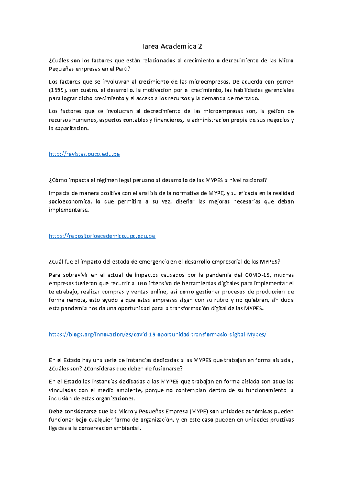 Tarea Academica 2 - treabajo - Tarea Academica 2 ¿Cuáles son los ...