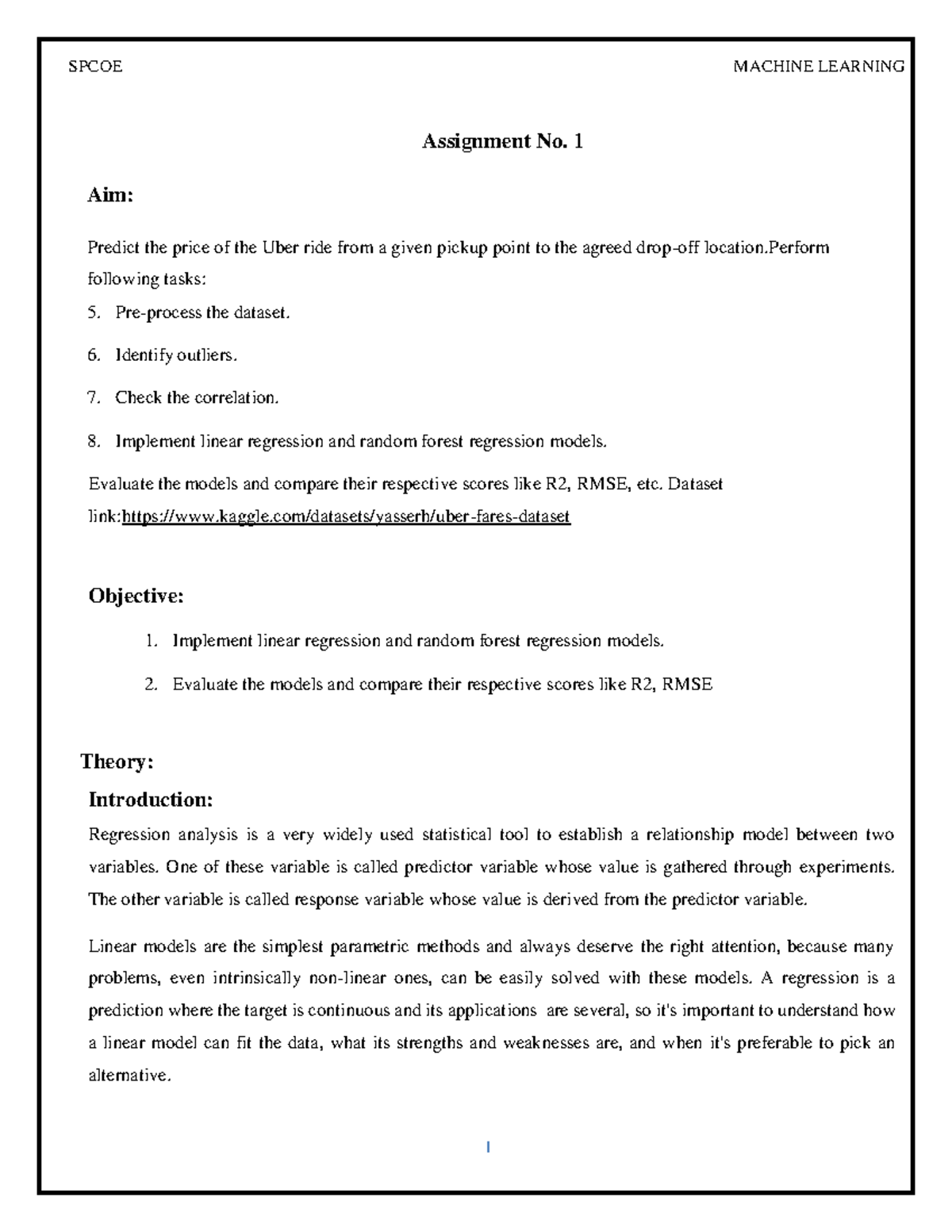 Ml Lab This Is Machine Learning Lab Manual Assignment No 1 Aim Predict The Price Of The