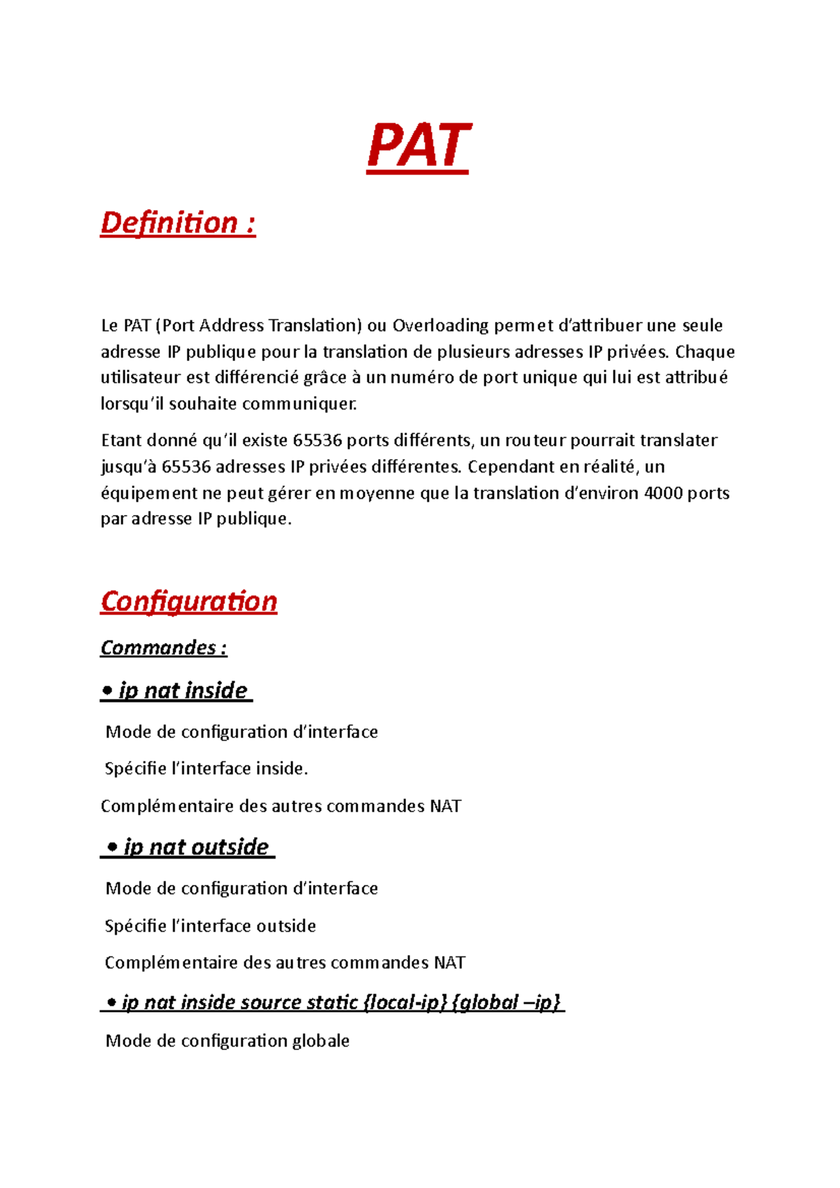 PAT - PAT - PAT Definition : Le PAT (Port Address Translation) ou ...