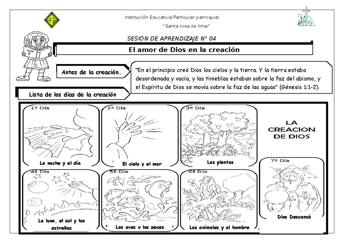 Sesión DE Aprendizaje º 04 Creación de Dios - Institución Educativa ...