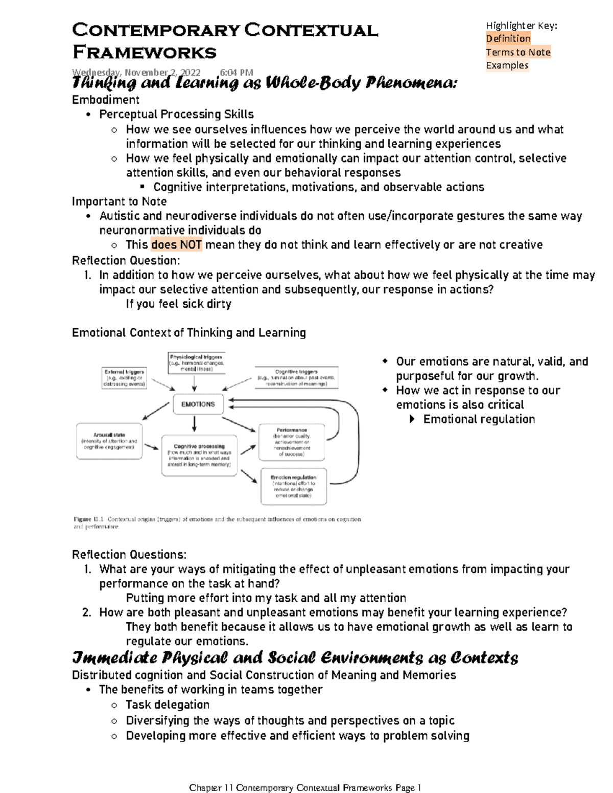 Chapter 11 Contemporary Contextual Frameworks - Highlighter Key: Definition Terms to Note ...