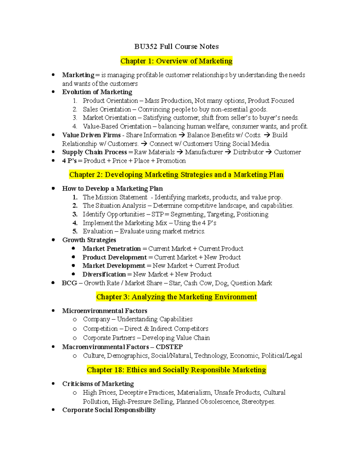 BU352 Full Course Notes - BU352 - WLU - Studocu