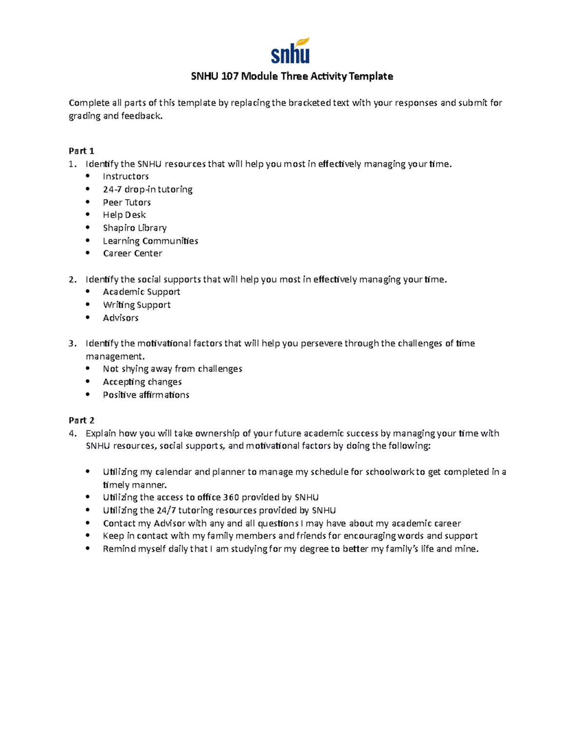 SNHU 107 Module Three Activity Template - SNHU 107 Module Three ...