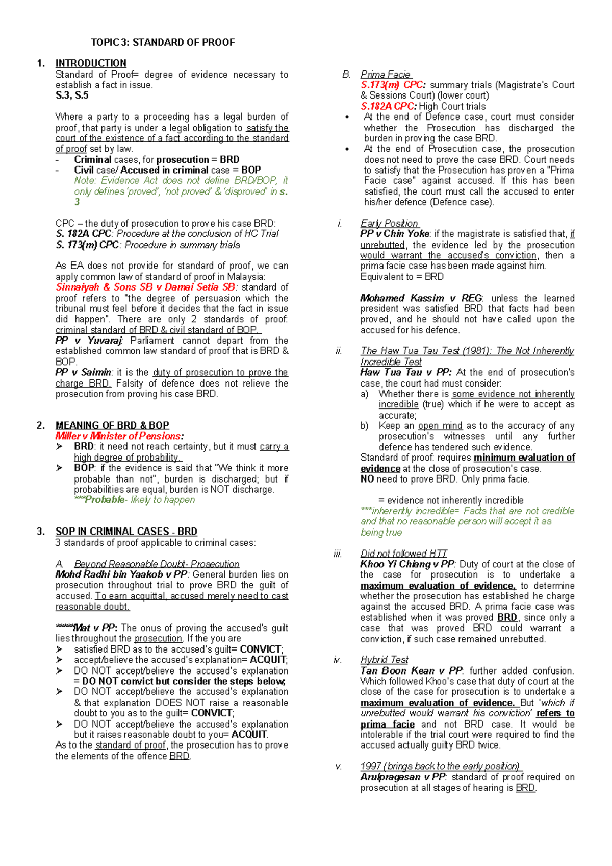 Topic 3- Standard of Proof - TOPIC 3: STANDARD OF PROOF 1. INTRODUCTION ...