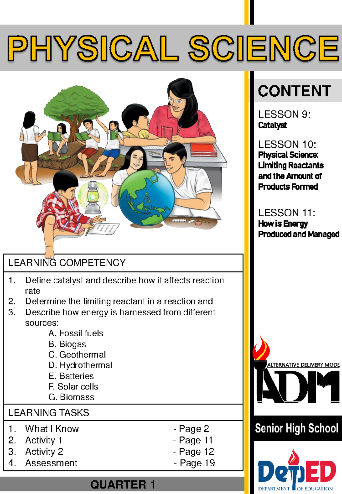 Q1 Module 9 11 Physical Science - QUARTER 1 CONTENT LESSON 9: Catalyst ...