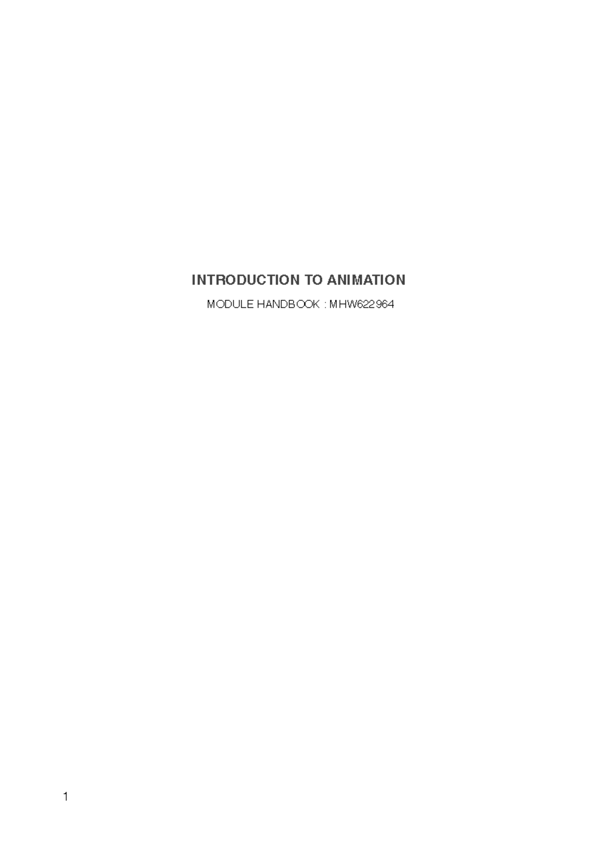 Introduction To Animation - Module Handbook - INTRODUCTION TO ANIMATION ...