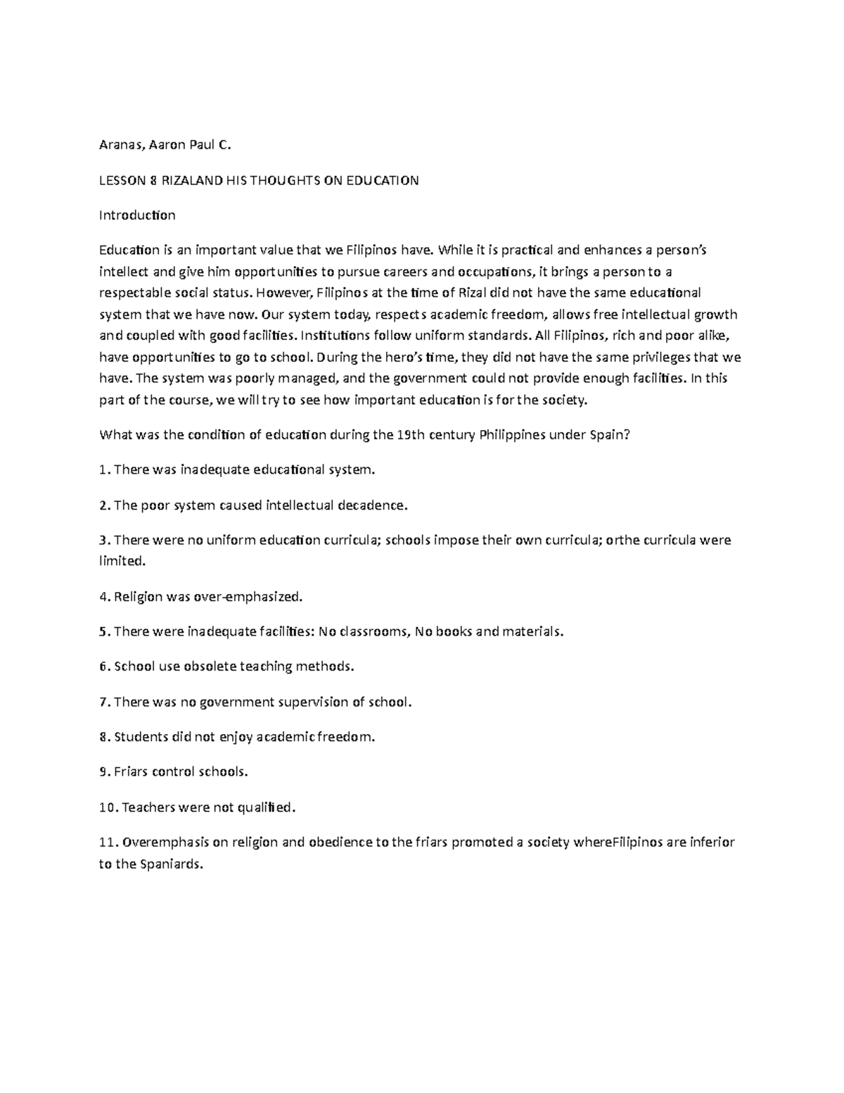 Aranas, Aaron P-WPS Office Rizal - Aranas, Aaron Paul C. LESSON 8 ...
