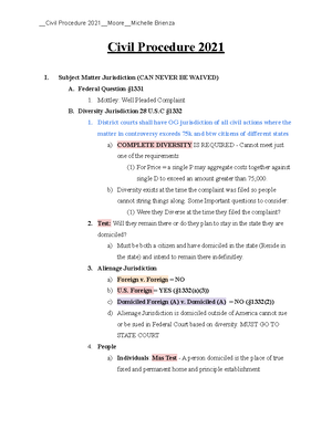 Joinder Cheat Sheet - o 13 (g) Crossclaims, which are claims asserted ...