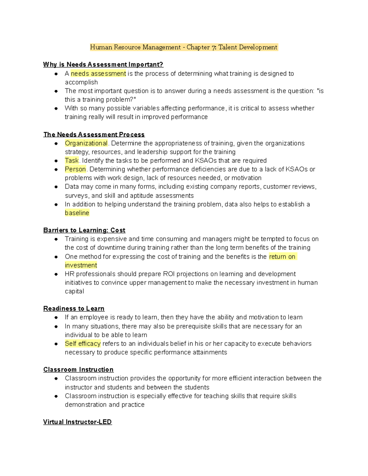 HRM - Chapter 7 - Human Resource Management 3273 - Human Resource Management - Chapter 7: Talent ...