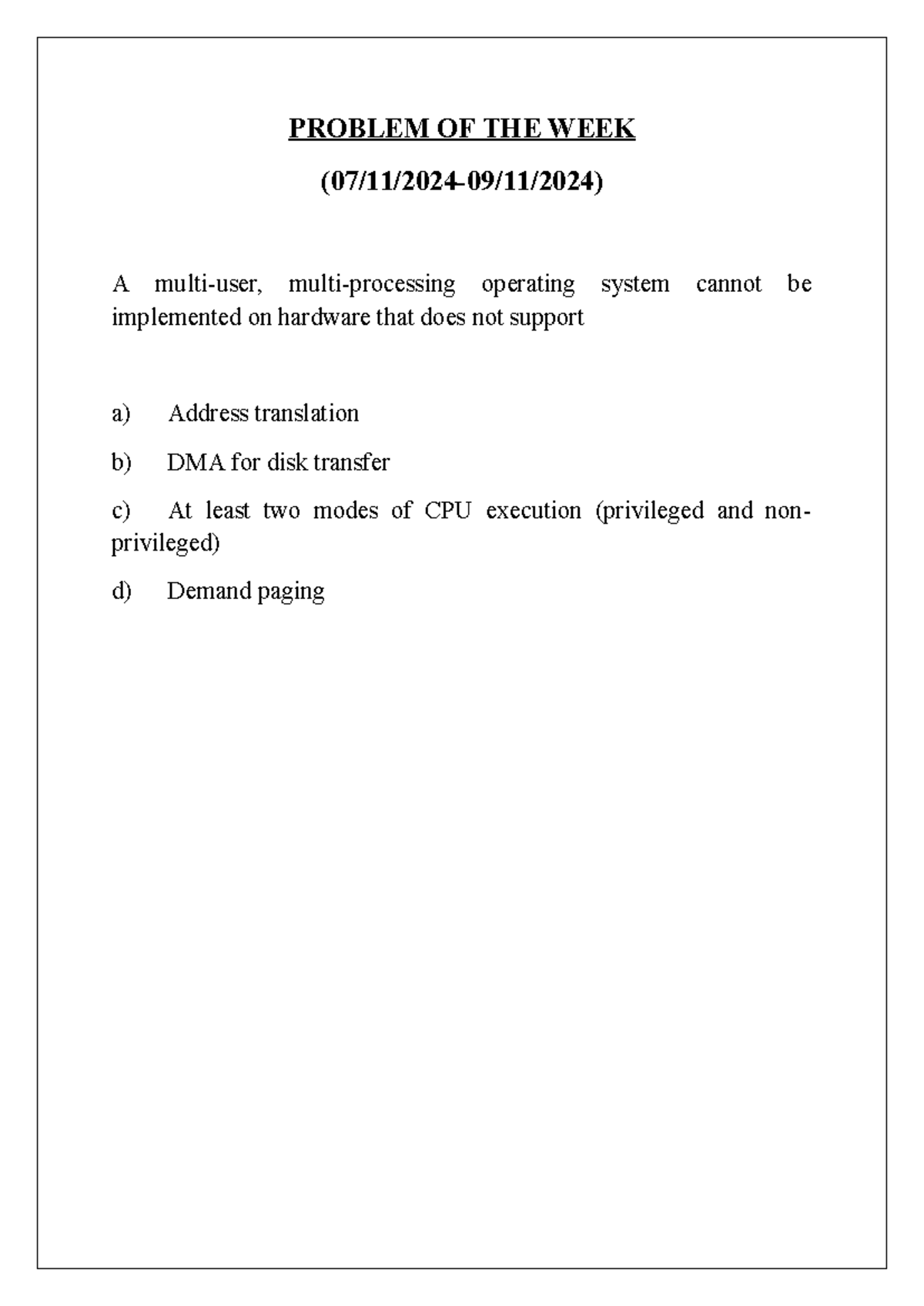 Problem OF THE WEEK 1 - B.tech - PROBLEM OF THE WEEK (07/11/2024-09/11 ...