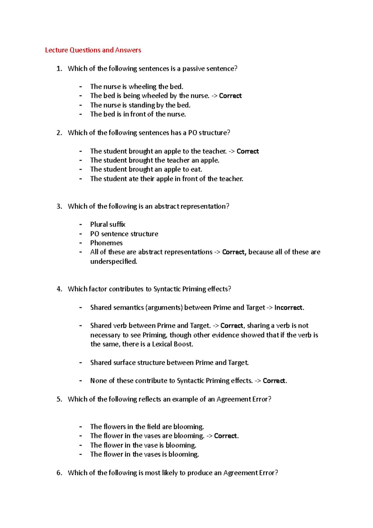 Lecture 7 - Questions and Answers - Lecture Questions and Answers Which ...