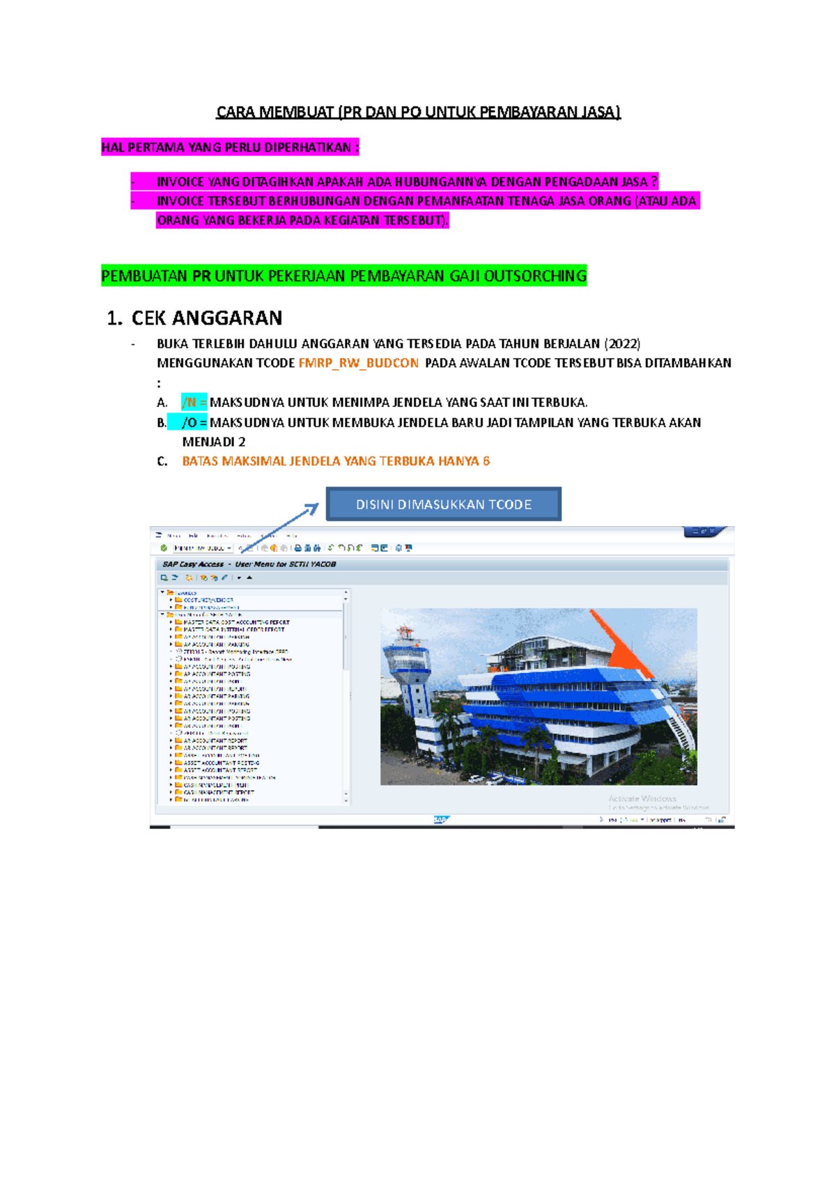 CARA Membuat PR - CARA MEMBUAT (PR DAN PO UNTUK PEMBAYARAN JASA) HAL ...