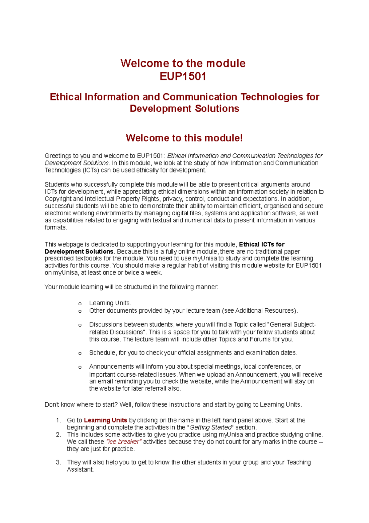 EUC1501-2013 welcome to the module module 0 en 1 - Welcome to the ...