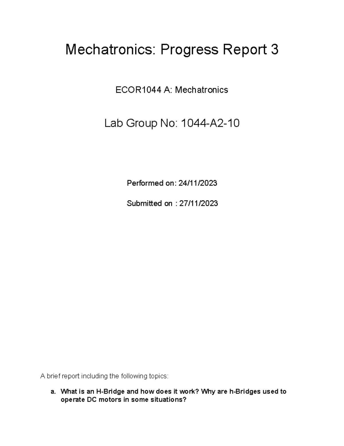 Mechatronics Progress Report - What is an H-Bridge and how does it work ...