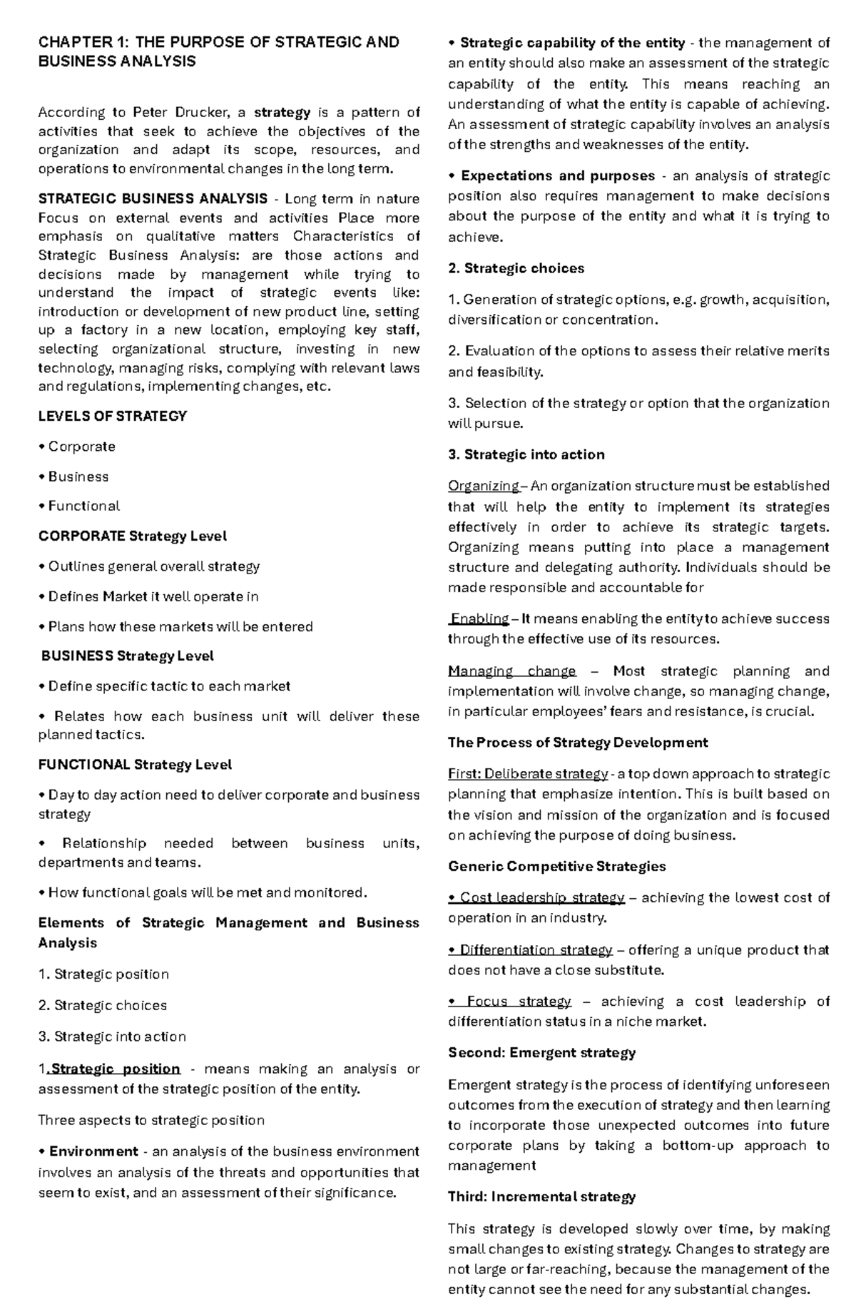 Becoremidterm - reviewer - CHAPTER 1: THE PURPOSE OF STRATEGIC AND ...