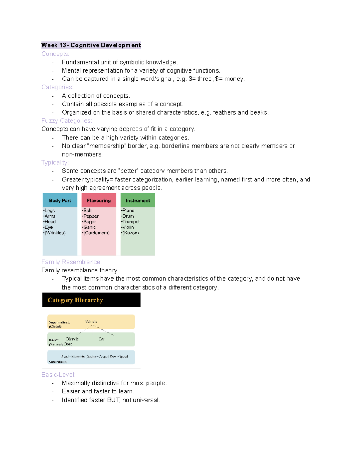 Psyc 100 final exam lecture notes - Week 13- Cognitive Development ...